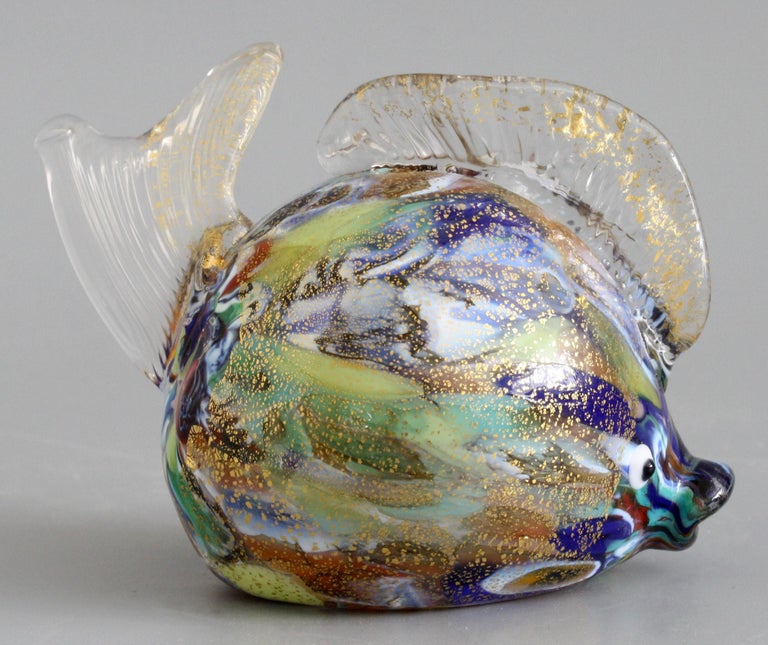 Murano Colored Gold Aventurine Hollow Blown Glass Puffer Fish at ...