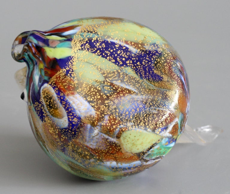 Murano Colored Gold Aventurine Hollow Blown Glass Puffer Fish at ...