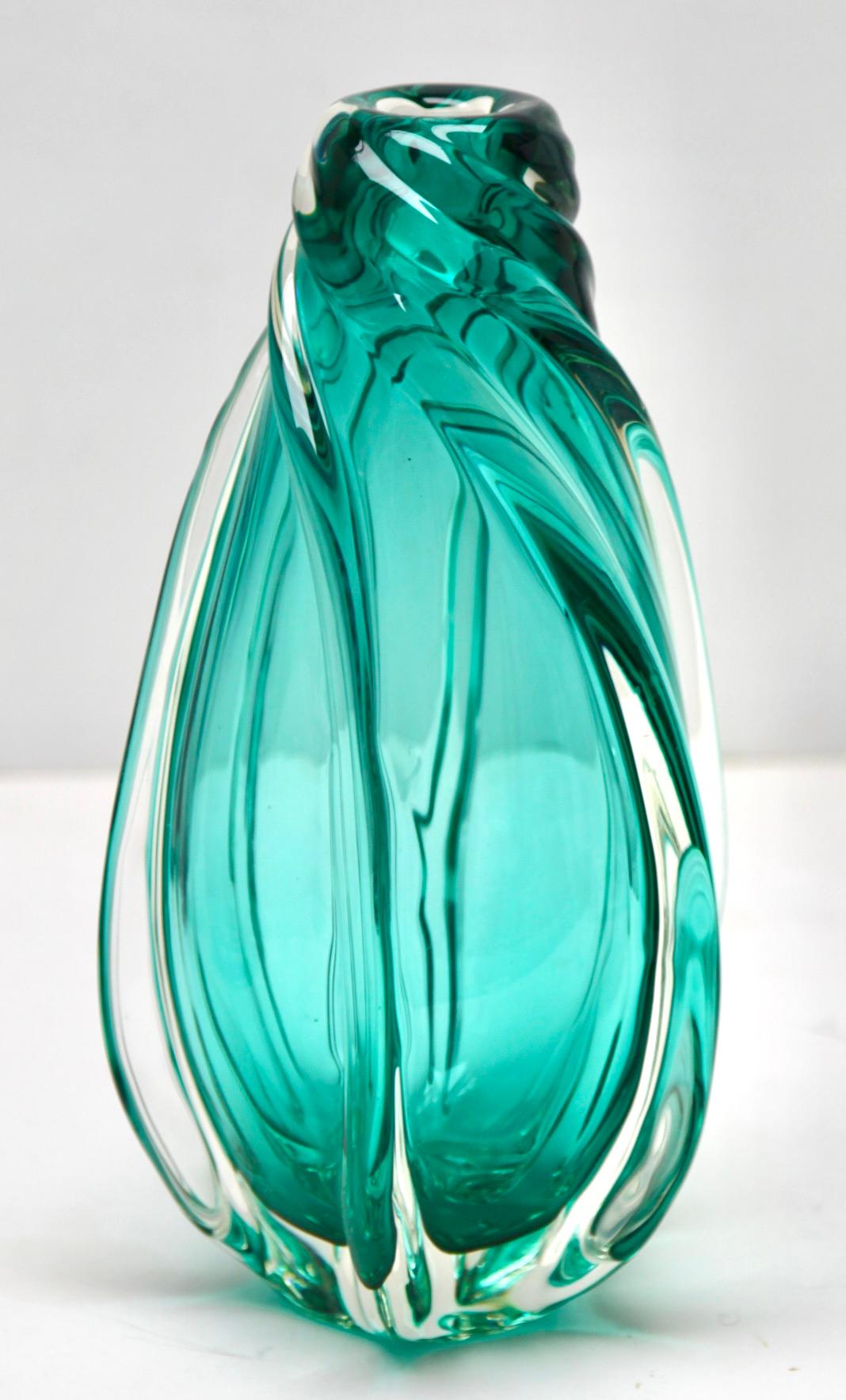 Murano Drop Vases Whit a Thick Sommerso 'Clear Glass Casing' For Sale ...