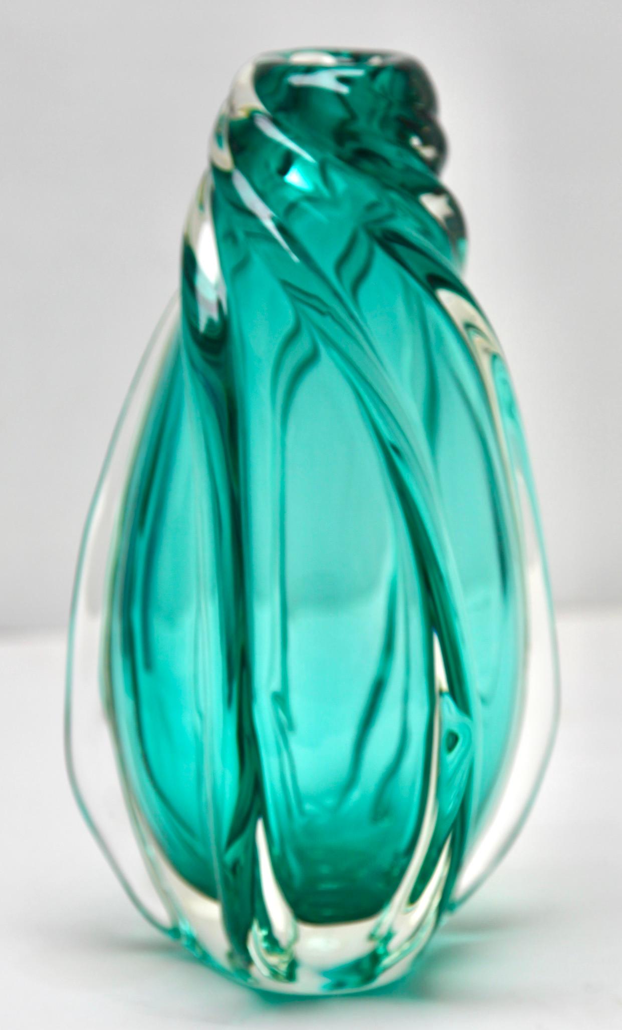 Murano Drop Vases Whit a Thick Sommerso 'Clear Glass Casing' For Sale ...