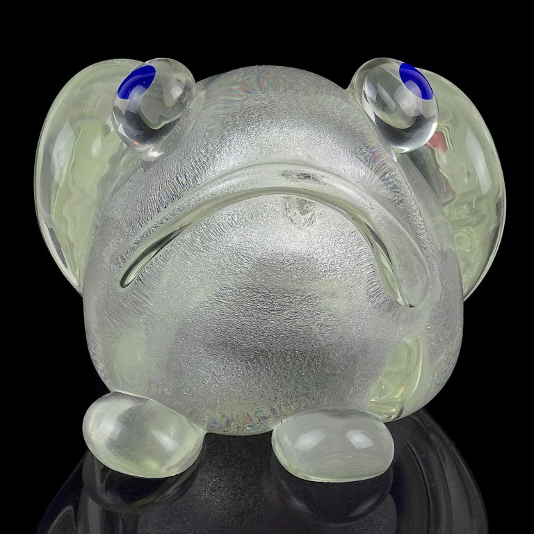 Murano Gambaro Poggi Silver Flecks Italian Art Glass Frog Sculpture ...
