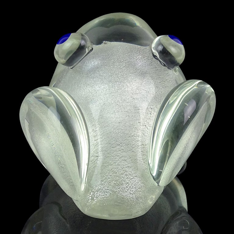 Murano Gambaro Poggi Silver Flecks Italian Art Glass Frog Sculpture ...