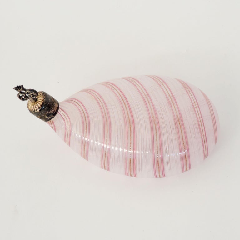 Murano Glass 1920s Mezza Filigrana Bottle For Sale at 1stDibs