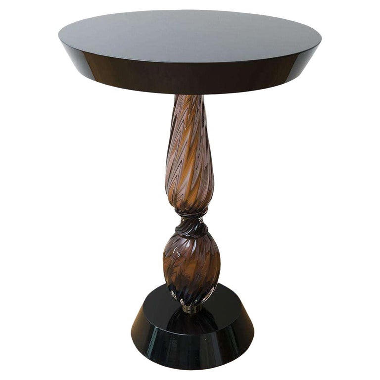 Murano Glass and Black Lacquered Wood Cocktail Side Table By Seguso For ...