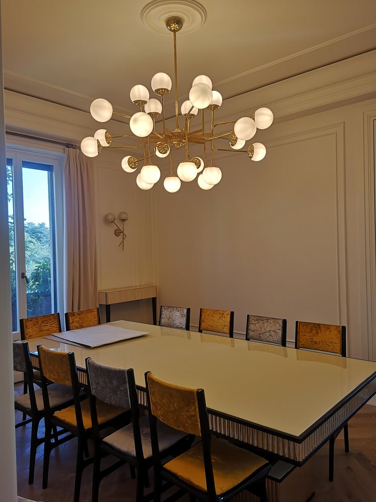 Murano Glass and Brass Mid-Century Chandelier, 2020 For Sale at 1stDibs