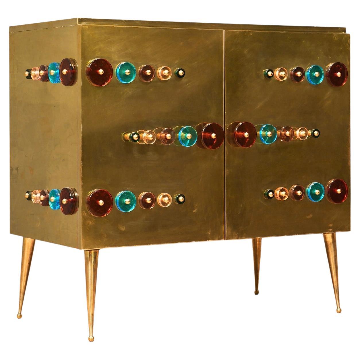 Murano Glass and Brass Mid-Century Sideboard, 2000 at 1stDibs