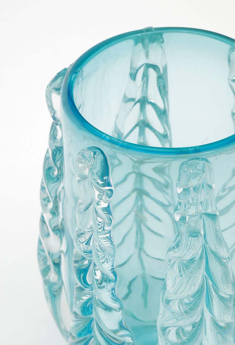 Murano Glass Aqua Vase For Sale at 1stDibs