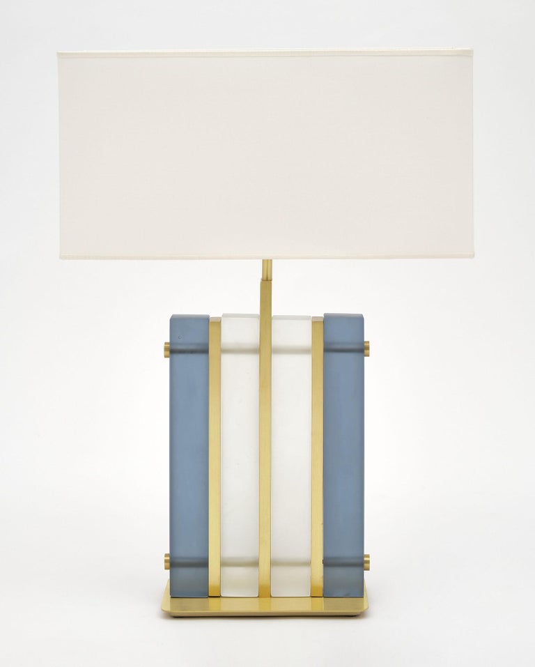 Murano Glass Blue “Tormalina” Slab Lamps For Sale at 1stDibs