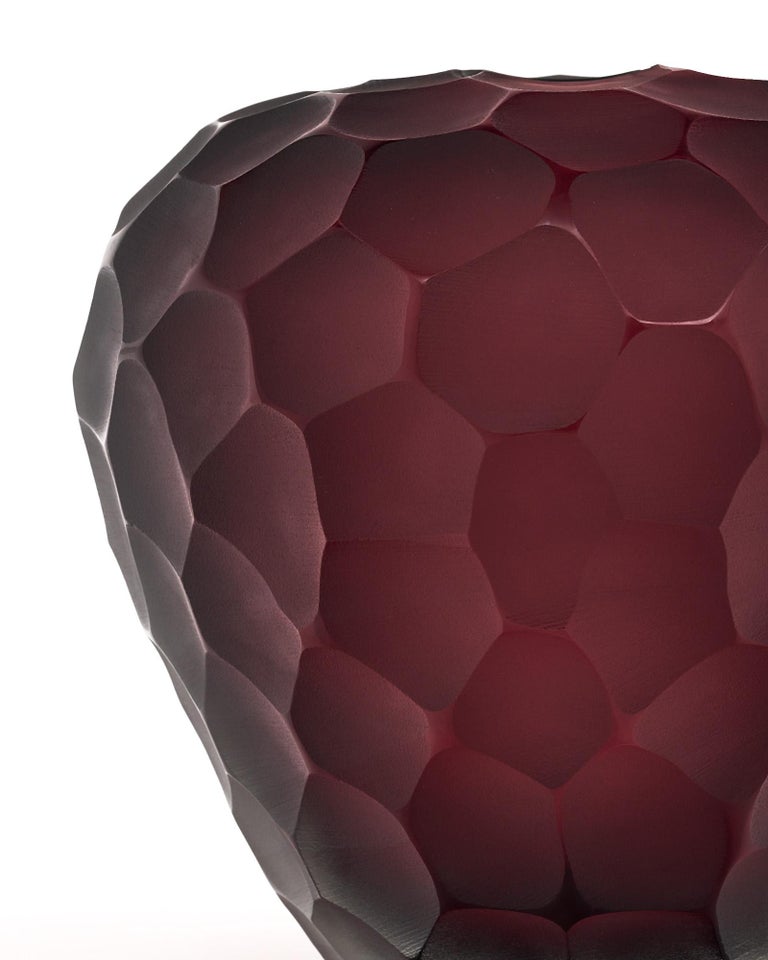 Murano Glass Burgundy “Ferro Battuto” Vase For Sale at 1stDibs
