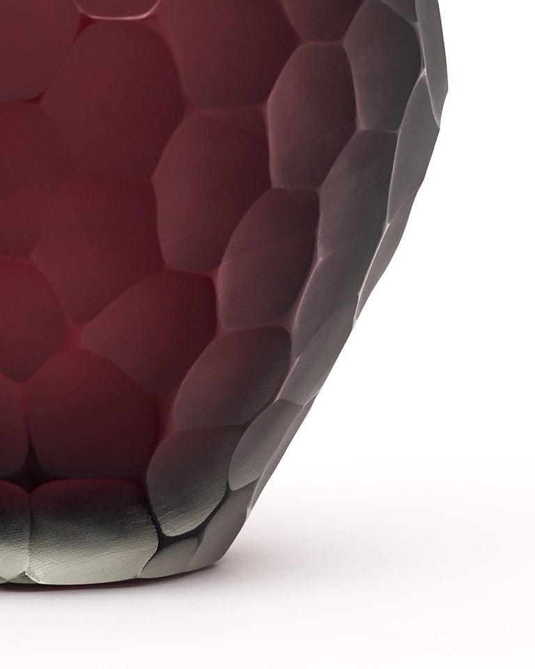 Murano Glass Burgundy “Ferro Battuto” Vase For Sale at 1stDibs