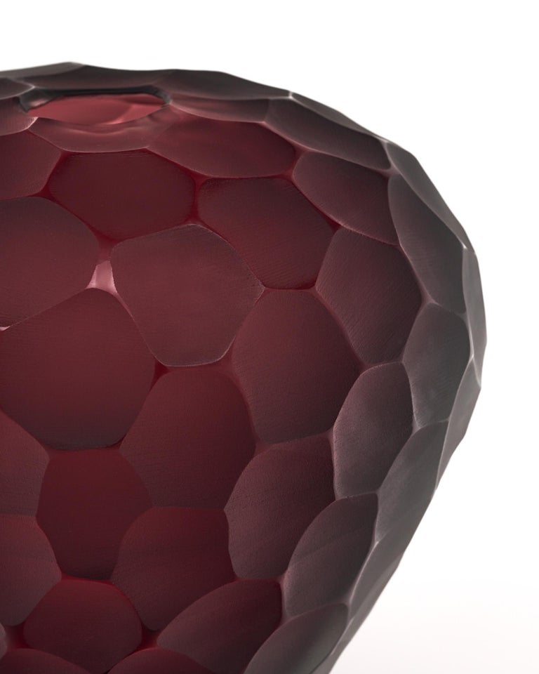 Murano Glass Burgundy “Ferro Battuto” Vase For Sale at 1stDibs
