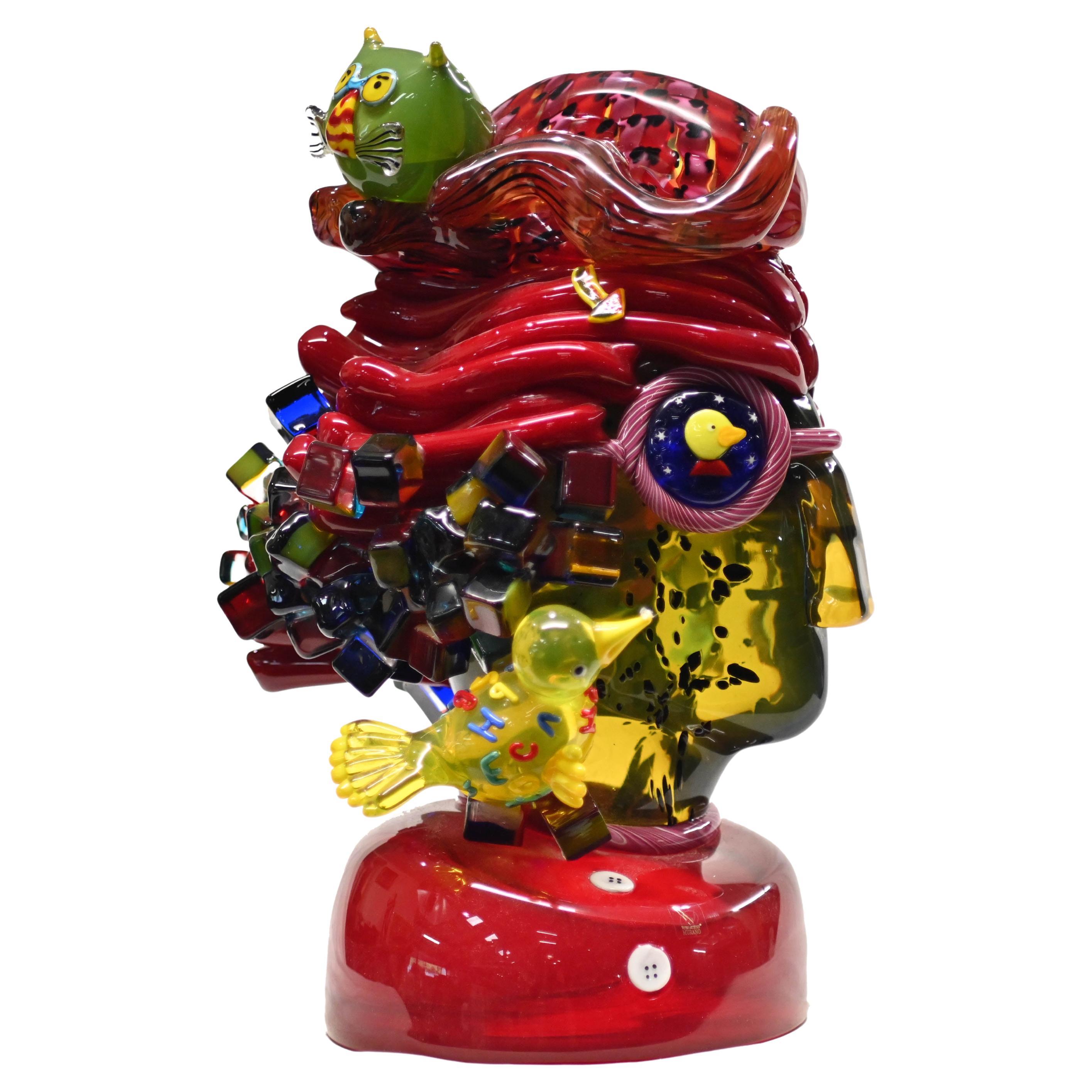 Murano Glass Bust Lady With Cat Venetian Italian Art 1960 at 1stDibs