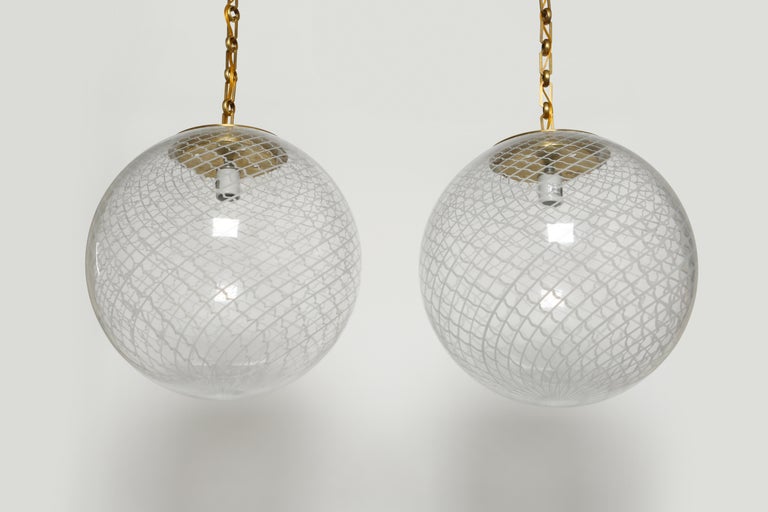Murano Glass Ceiling Pendants, a Pair For Sale at 1stDibs
