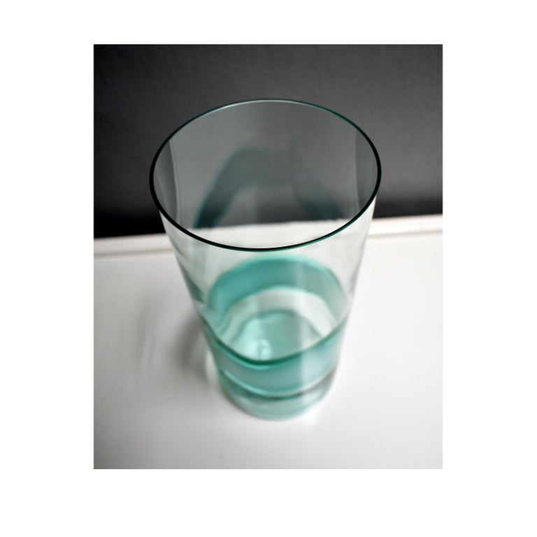 Murano Glass Cilindrical Vase Produced by v. Nason&C: Transparent/Sea ...
