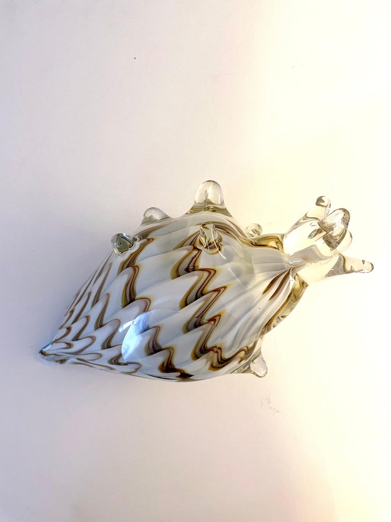 Murano Glass Conch Shell With Blue Accent For Sale at 1stDibs