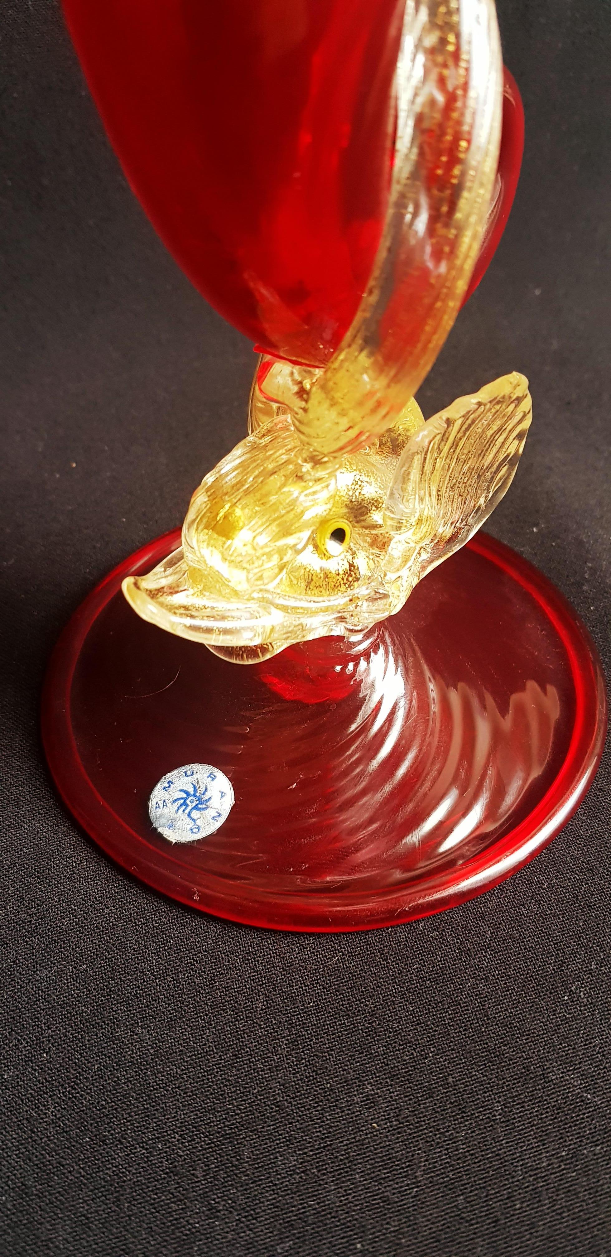 Murano Glass Cornucopia Vase with Gold Leaf by Barovier and Toso For ...