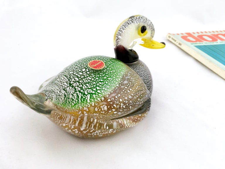 Murano Glass Duck with Silver Flakes, Italy, 1950s-1960s at 1stDibs
