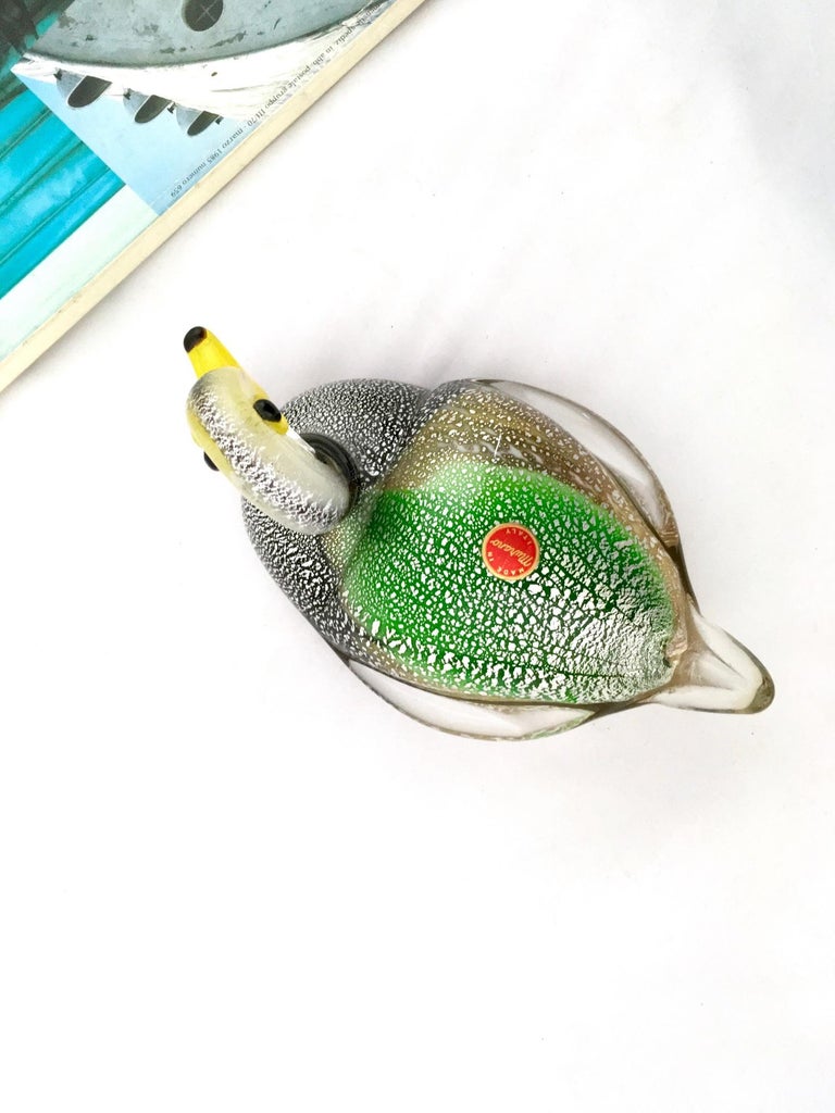Murano Glass Duck with Silver Flakes, Italy, 1950s-1960s at 1stDibs