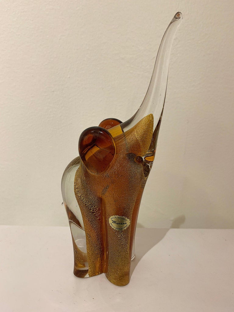Murano Glass Elephant with 24-Karat Gold Glitter at 1stDibs