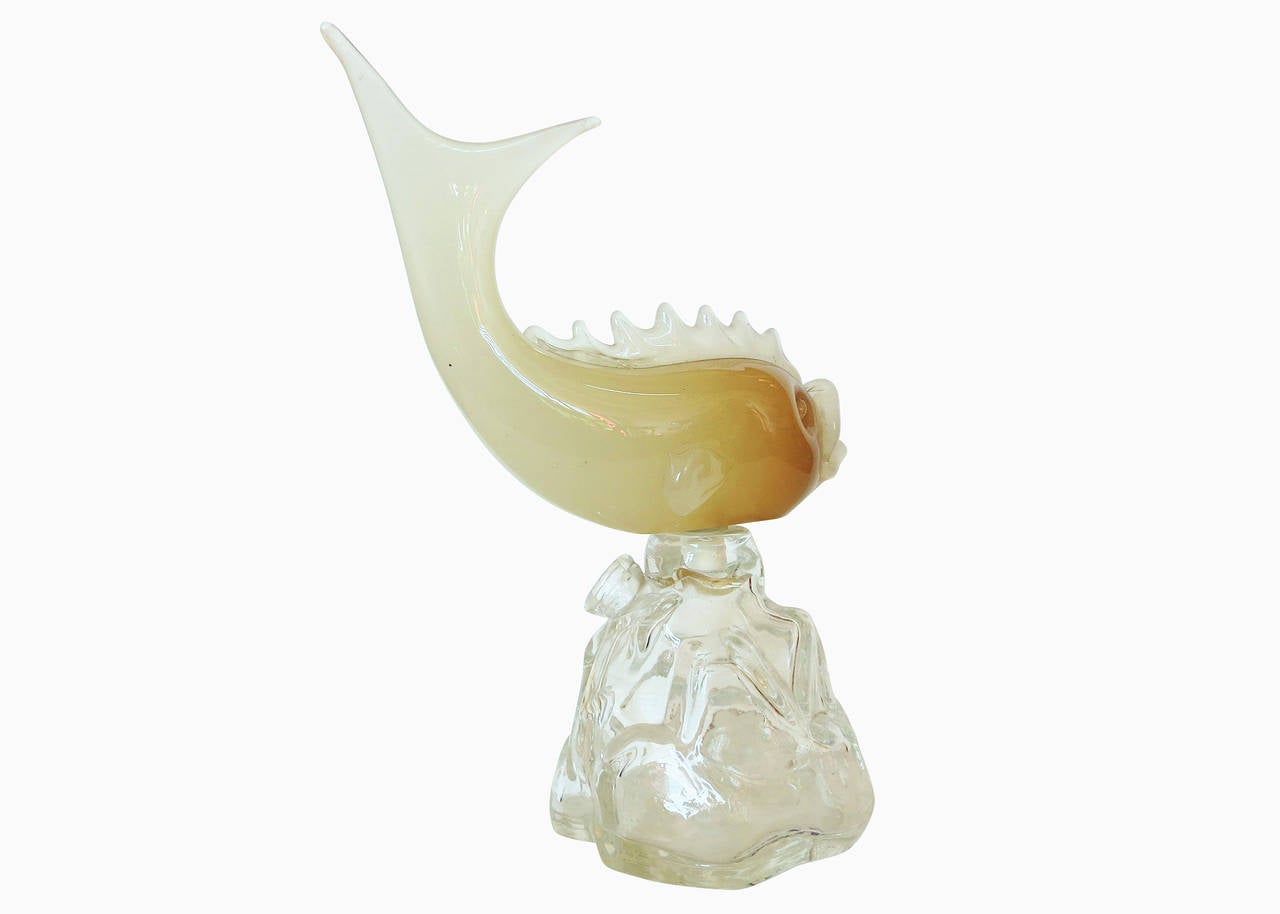 Murano Glass Fish Decanter Bottle by Seguso Alabastro For Sale at 1stDibs