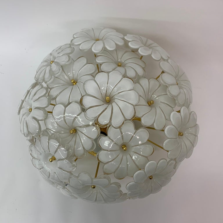 Murano Glass Flower Italian Ceiling Lamp, 1970s For Sale at 1stDibs