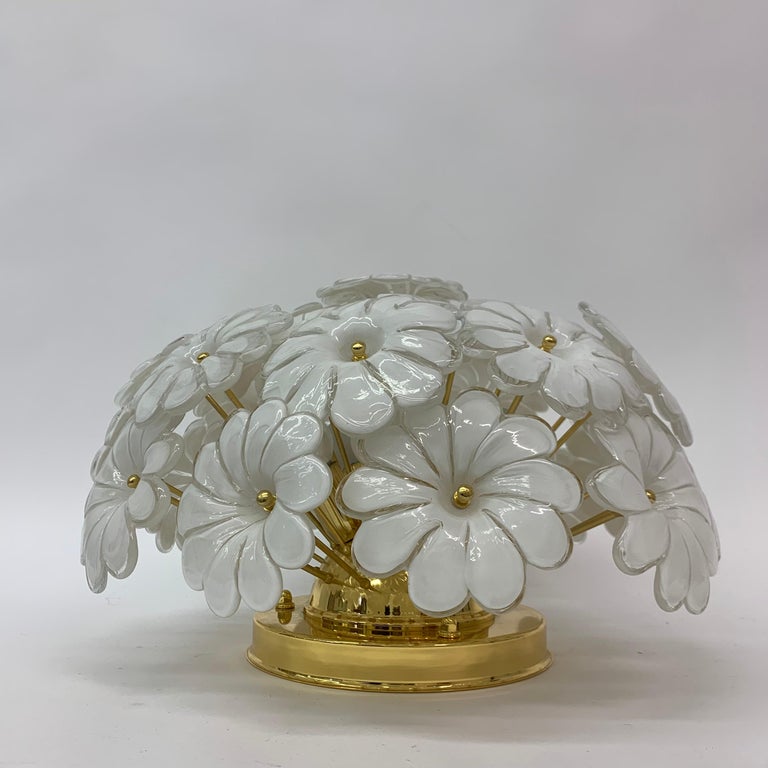 Murano Glass Flower Italian Ceiling Lamp, 1970s For Sale at 1stDibs
