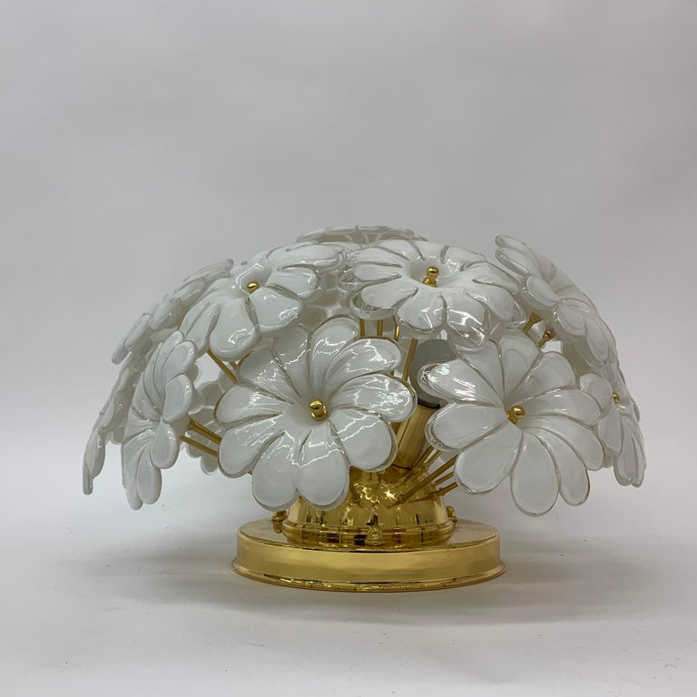 Murano Glass Flower Italian Ceiling Lamp, 1970s For Sale at 1stDibs