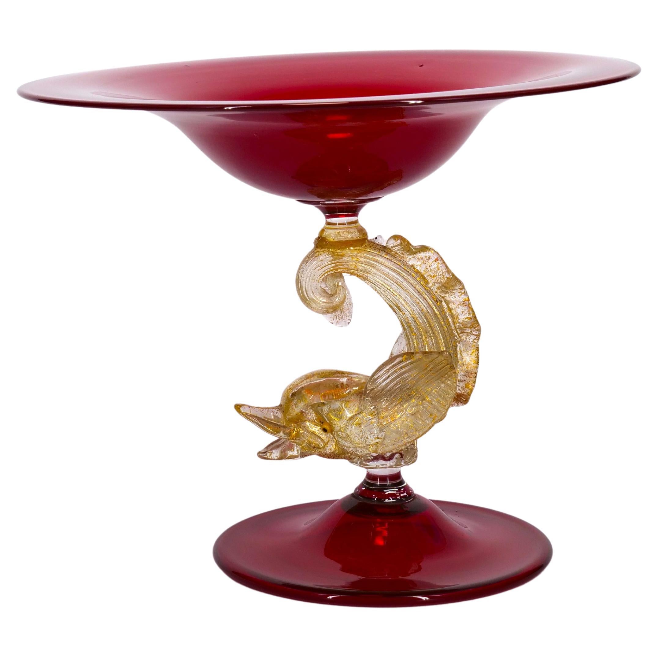 Wonderful Large Midcentury Murano Seguso Gold Swirl Flecked Glass ...