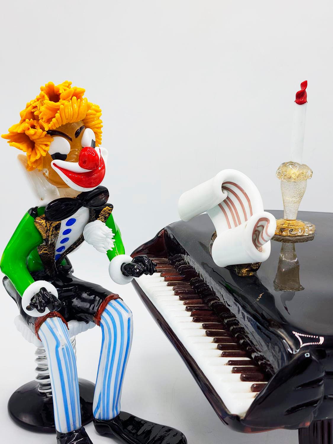 Murano Glass Grand Piano Pianist Clown Sculpture Attributed to Ercole ...
