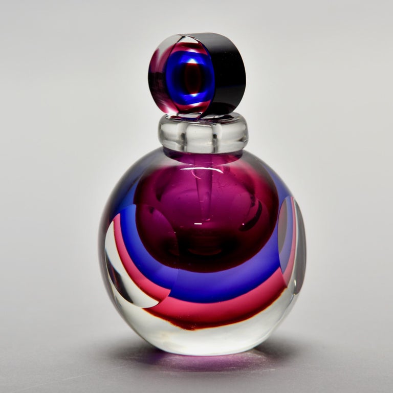 Murano Glass Jewel Tone Sommerso Style Round Perfume Bottle For Sale at ...