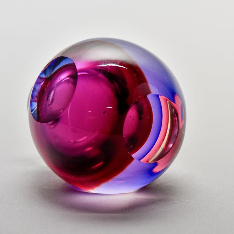 Murano Glass Jewel Tone Sommerso Style Round Perfume Bottle For Sale at ...