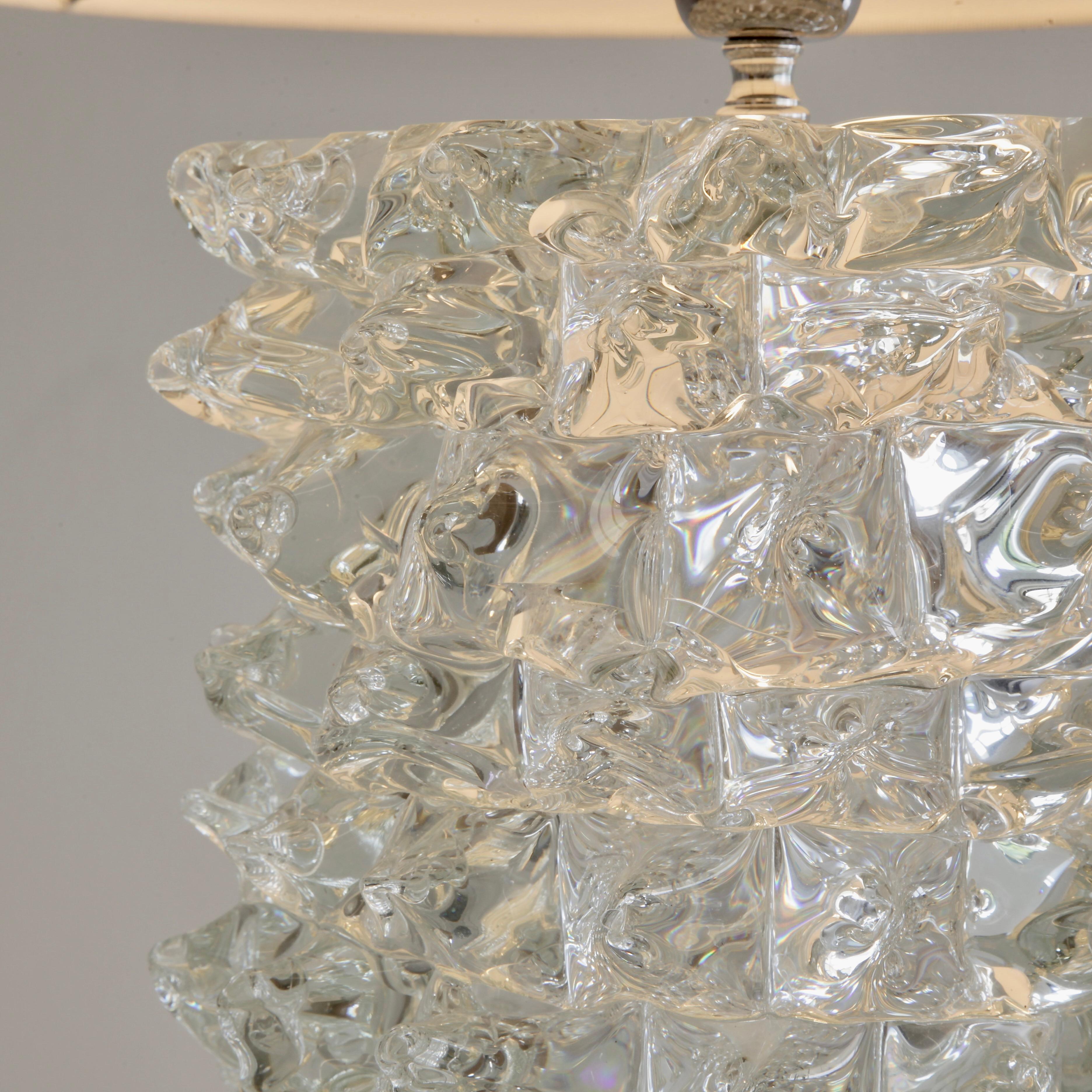 MURANO Glass Lamp 'Rostrato' with Linen Lampshade For Sale at 1stDibs