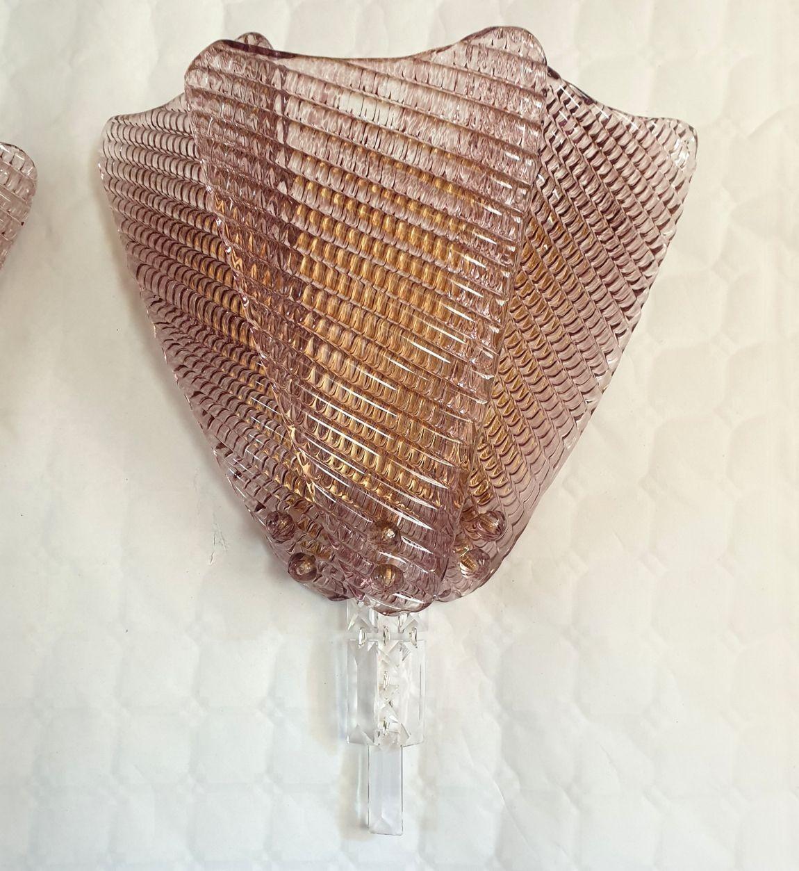 Murano Glass Light Purple Sconces Mid-Century Modern 1980, a Pair at ...