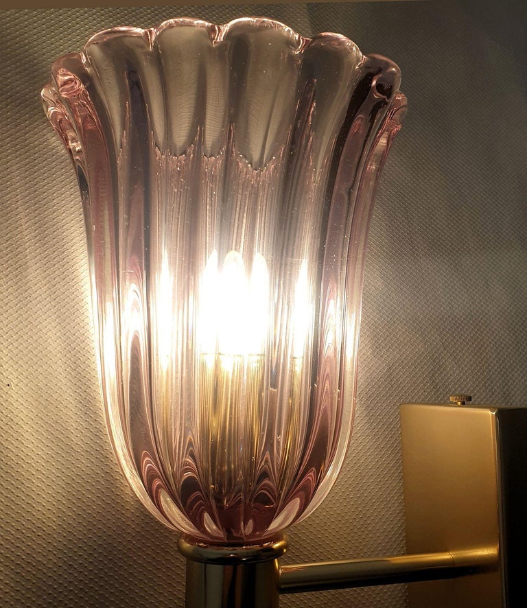 Murano Glass Lilac Sconces Venini Style, Mid-Century Modern, Pair For ...