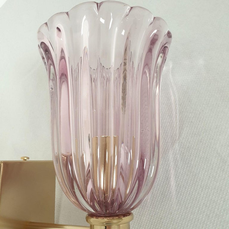 Murano Glass Lilac Sconces Venini Style, Mid-Century Modern, Pair For ...