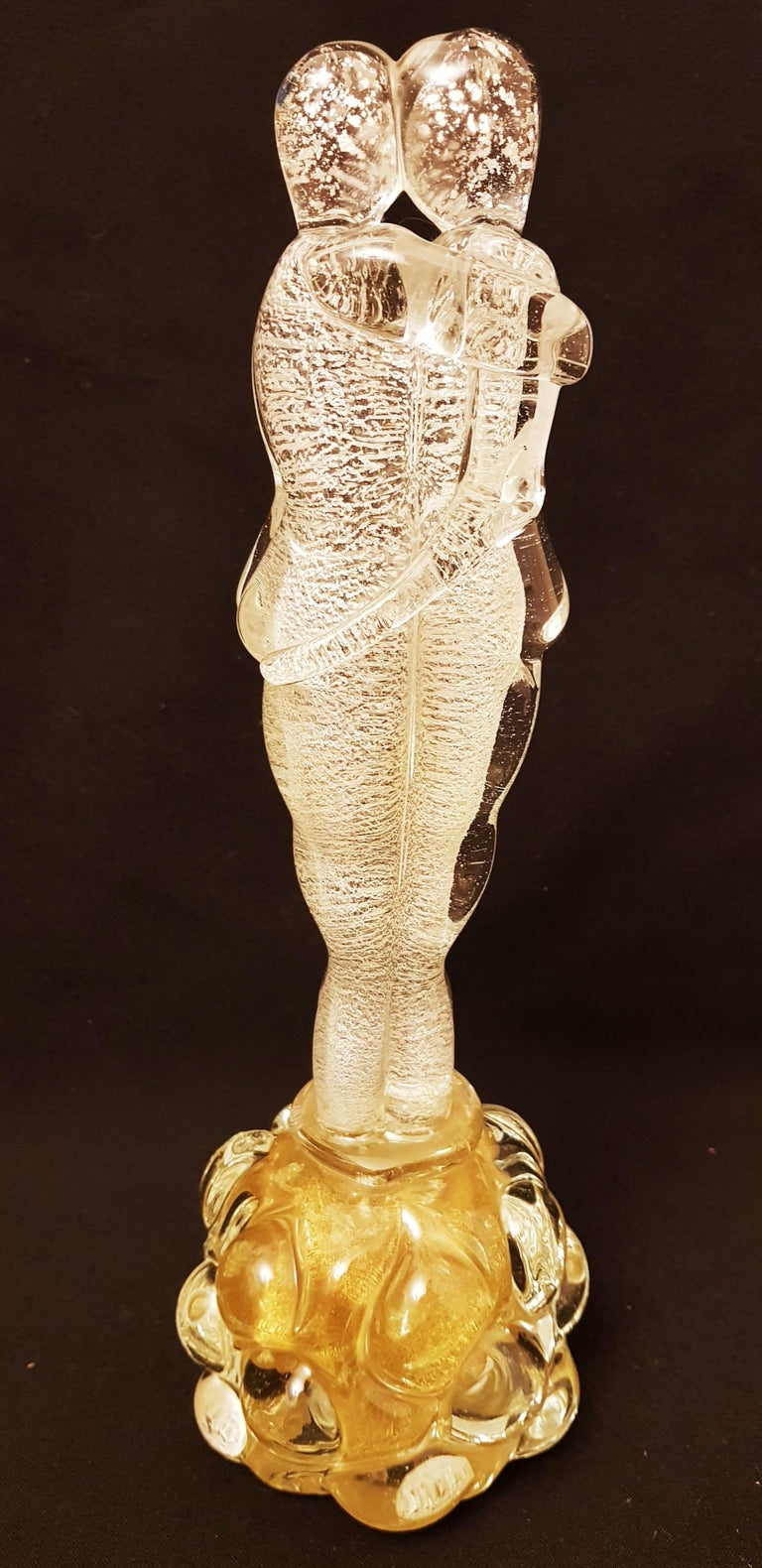 Murano Glass Lovers Abstract Sculpture with Gold and Silver Leaf For ...