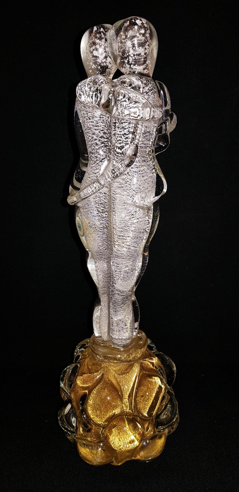 Murano Glass Lovers Abstract Sculpture with Gold and Silver Leaf For ...