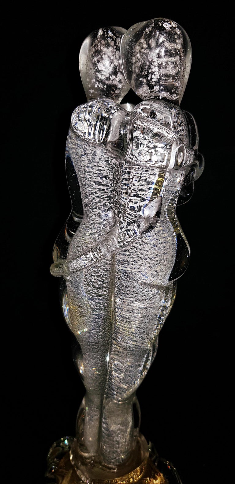 Murano Glass Lovers Abstract Sculpture with Gold and Silver Leaf For ...