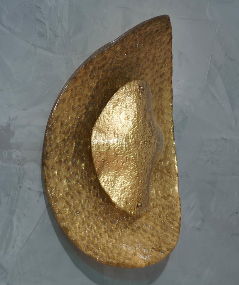Murano Glass Midcentury Round Gold Color Wall Light, 1980 For Sale at ...