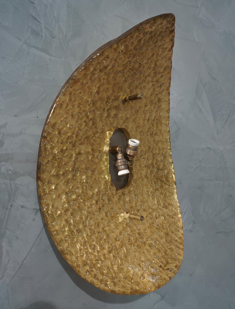 Murano Glass Midcentury Round Gold Color Wall Light, 1980 For Sale at ...
