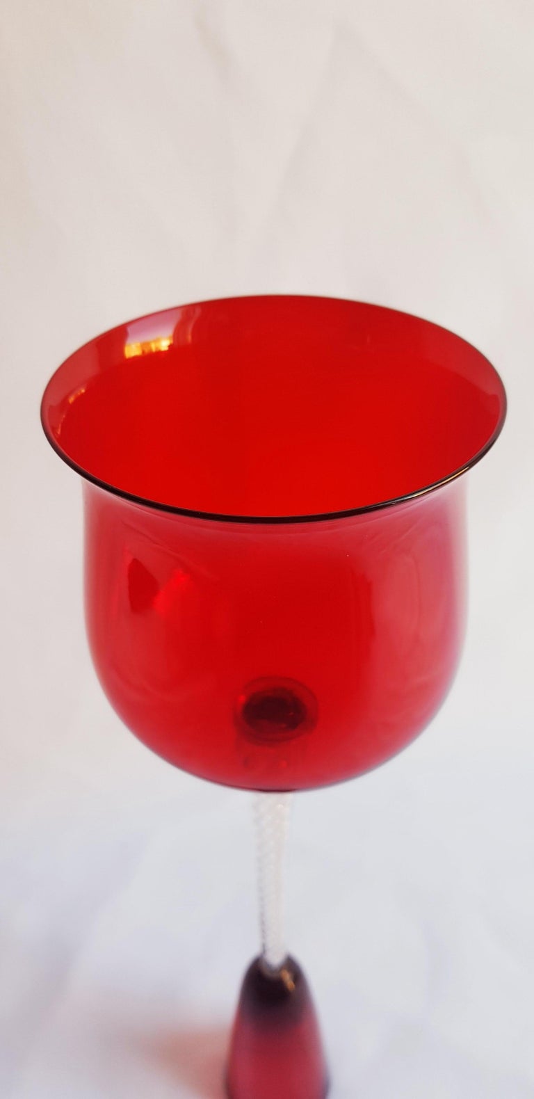 Murano Glass Modern Ruby Red Goblet For Sale at 1stDibs