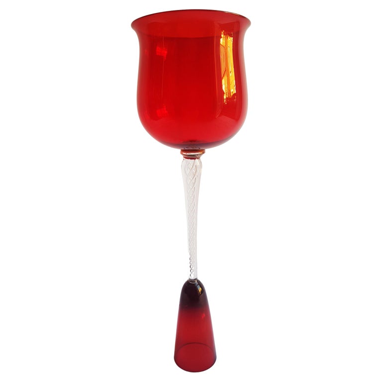 Murano Glass Modern Ruby Red Goblet For Sale at 1stDibs