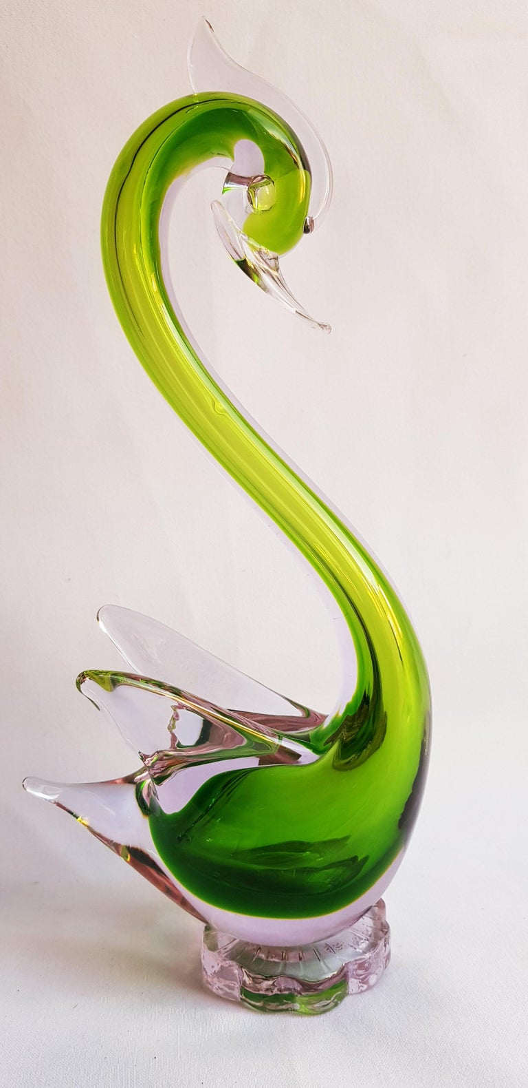 Murano Glass Neodymium Alexandrite Sommerso Swan For Sale at 1stDibs