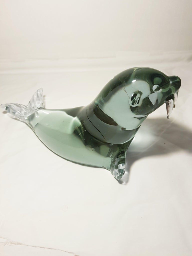 Murano Glass Neodymium Alexandrite Walrus Signed by Elio Raffaeli For ...