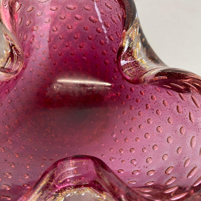 Murano Glass "Pink Gold Dust" Bowl Element Shell Ashtray Murano, Italy ...