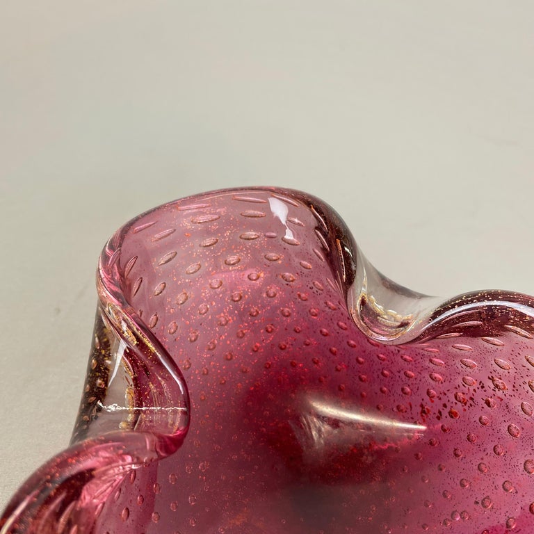Murano Glass "Pink Gold Dust" Bowl Element Shell Ashtray Murano, Italy ...