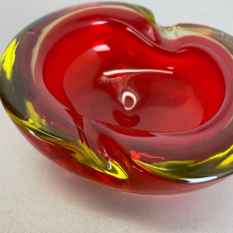 Murano Glass "Red-Yellow" Bowl Element Shell Ashtray Murano, Italy ...