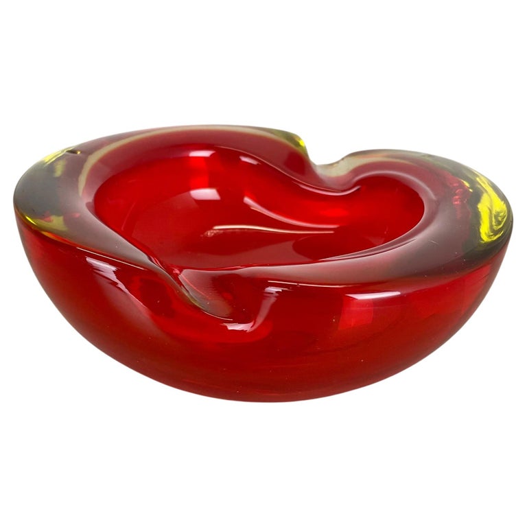 Murano Glass "Red-Yellow" Bowl Element Shell Ashtray Murano, Italy ...