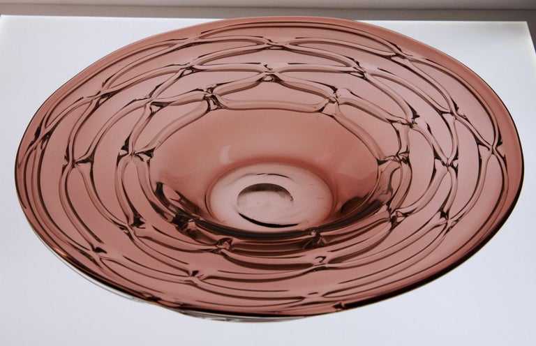 Murano Glass Rose Amethyst Plate, Greca Merletto Decoration, Zecchin ...