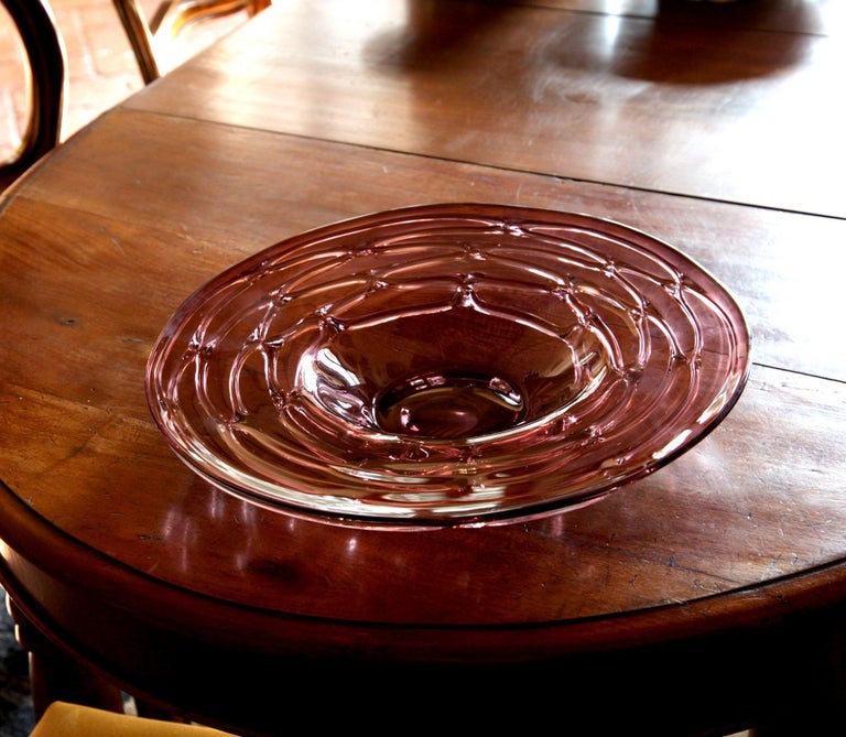 Murano Glass Rose Amethyst Plate, Greca Merletto Decoration, Zecchin ...